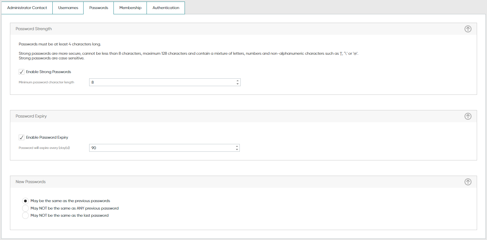 Configuring password settings – Quality Management (Professional)