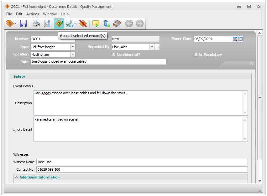 Reviewing an Occurrence – Quality Management (Professional)