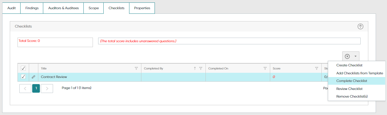 Completing an Audit checklist – Quality Management (Professional)