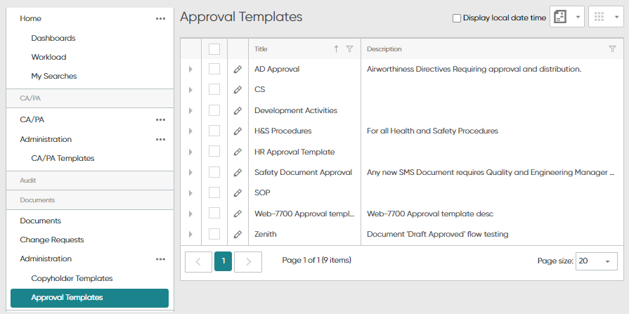 Configuring Document approval templates – Quality Management (Professional)