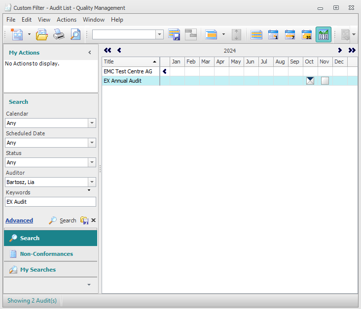 Navigating the Audit module – Quality Management (Professional)