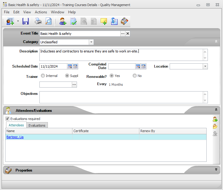 Navigating the Training Courses module – Quality Management (Professional)